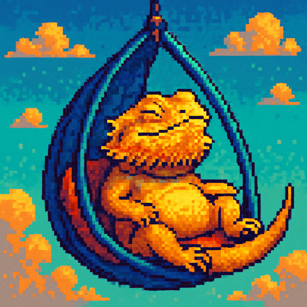 Bearded Dragon Swinging Pixel Art | Reptile Rampage